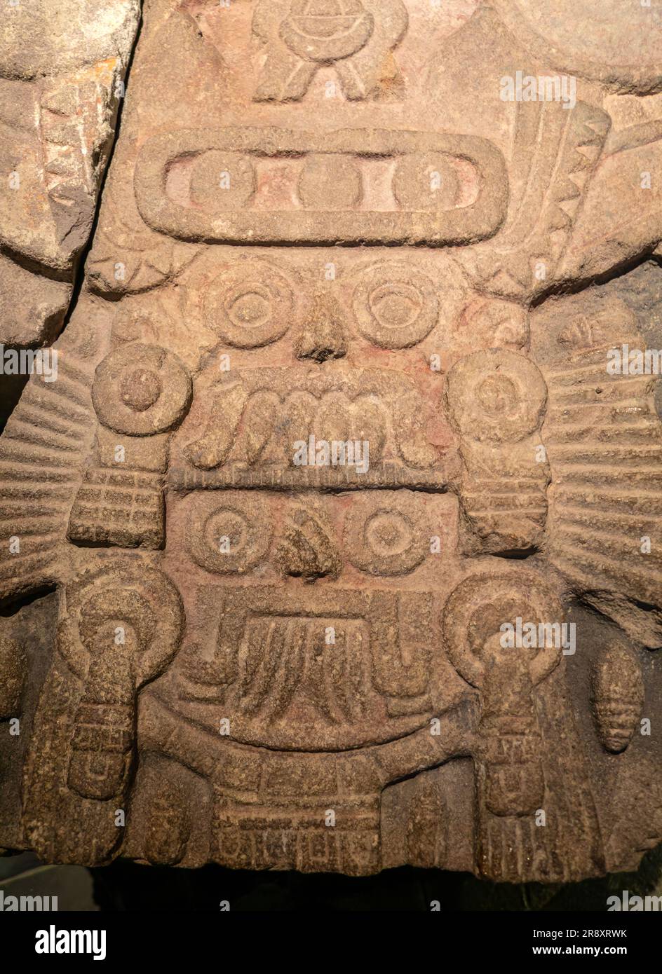 Carved stone monument depicting Tlaloc and Tlaltecuhtli, gods of water ...