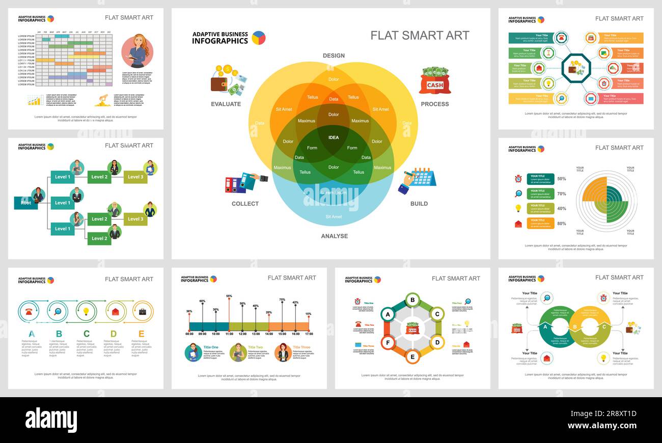 Colorful statistics or planning concept infographic charts set Stock ...