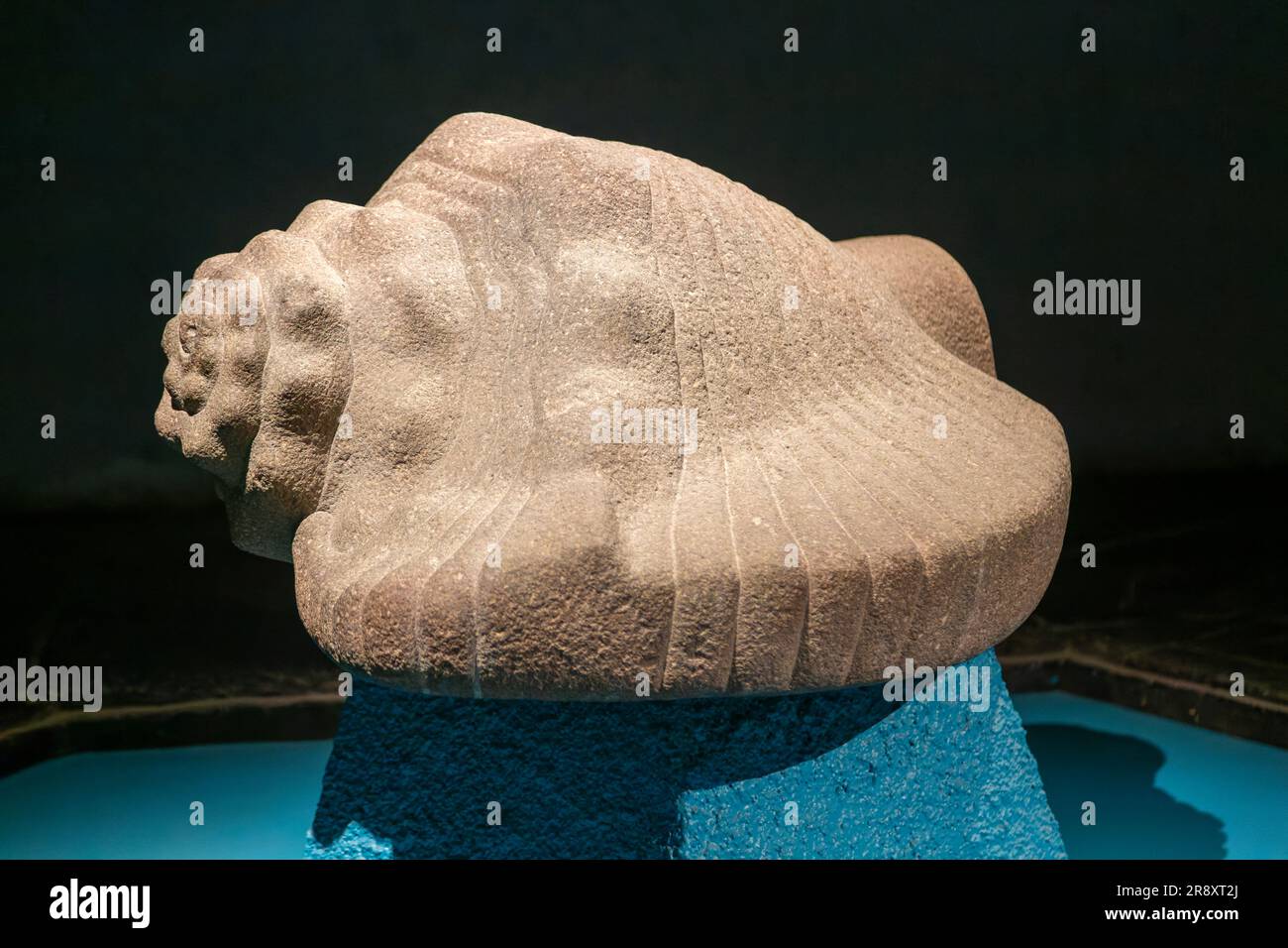 Stone andesite trumpet conch shell sculpture, archaeological site and ...