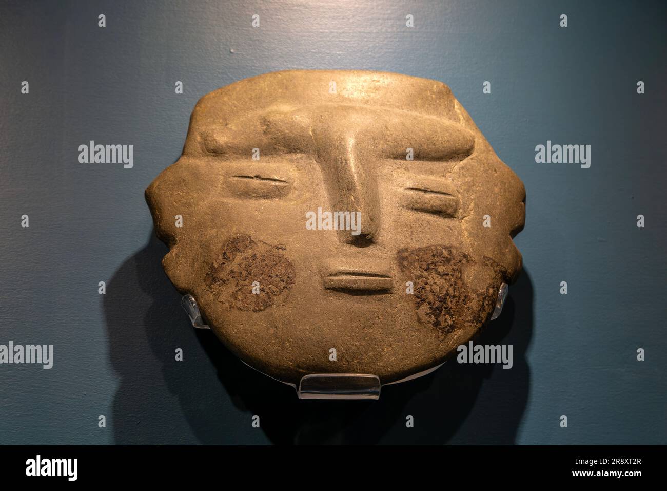 Carved stone Aztec face, archaeological site and museum of Templo Mayor ...