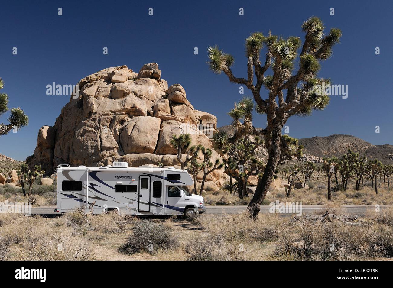 An RV camper in Joshua Tree National Park, California, USA Stock Photo ...