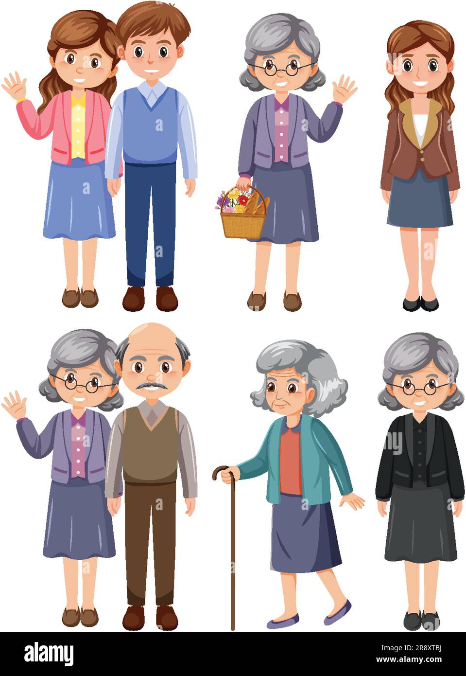 Millennials and Boomers Cartoon Character Set illustration Stock Vector ...