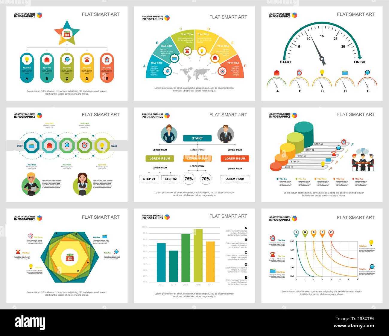 Colorful research or management concept infographic charts set Stock ...