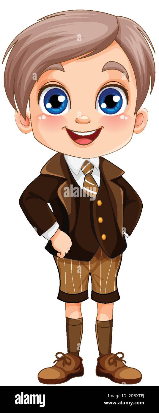 Student Boy in Uniform Cartoon Character illustration Stock Vector ...