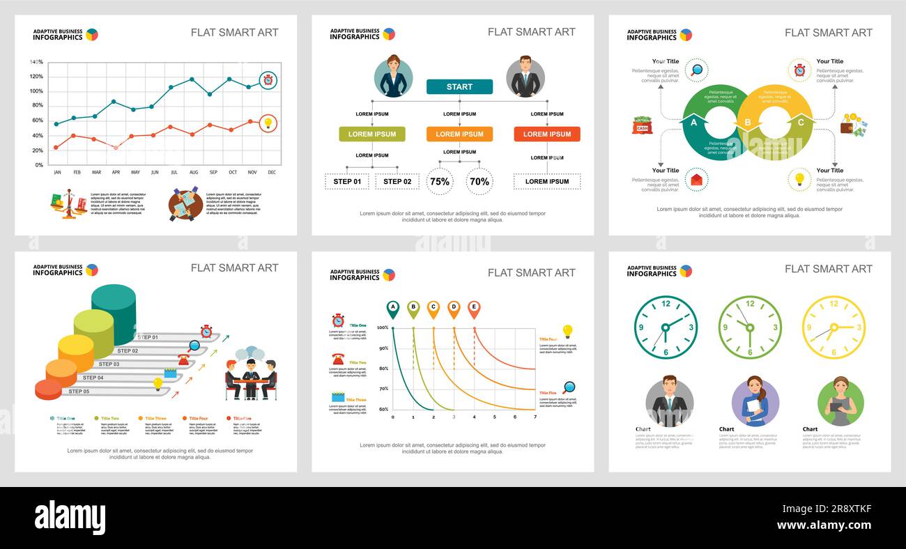 Colorful teamwork or planning concept infographic charts set Stock ...