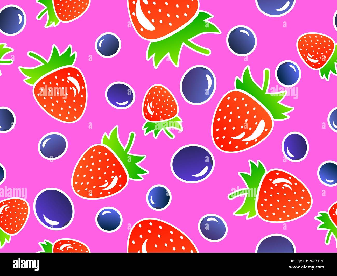 Strawberries and blueberries seamless pattern. Blueberries and ...