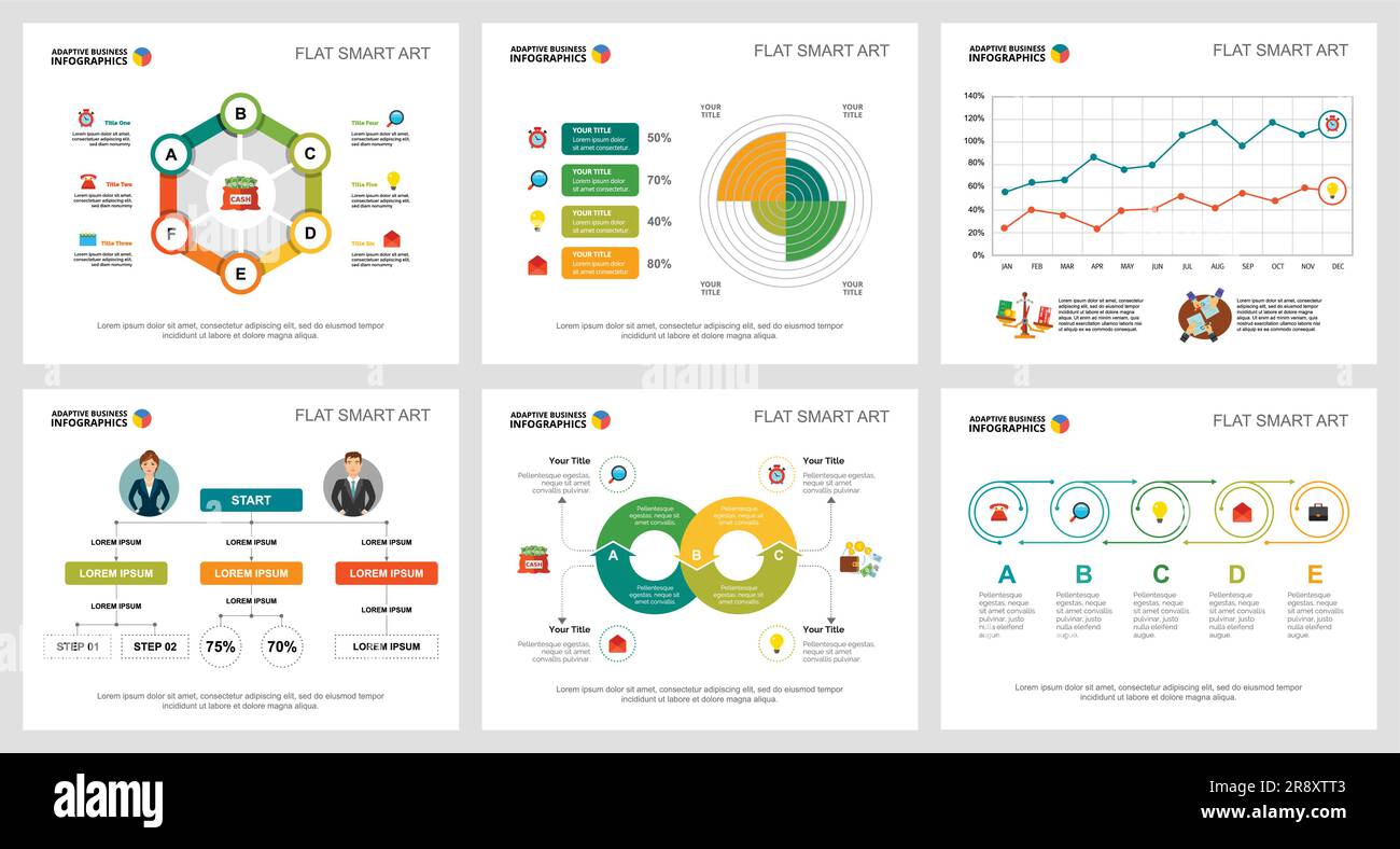 Colorful statistics or planning concept infographic charts set Stock ...