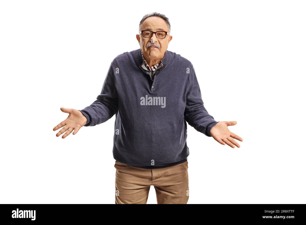 Devastated mature man isolated on white background Stock Photo - Alamy