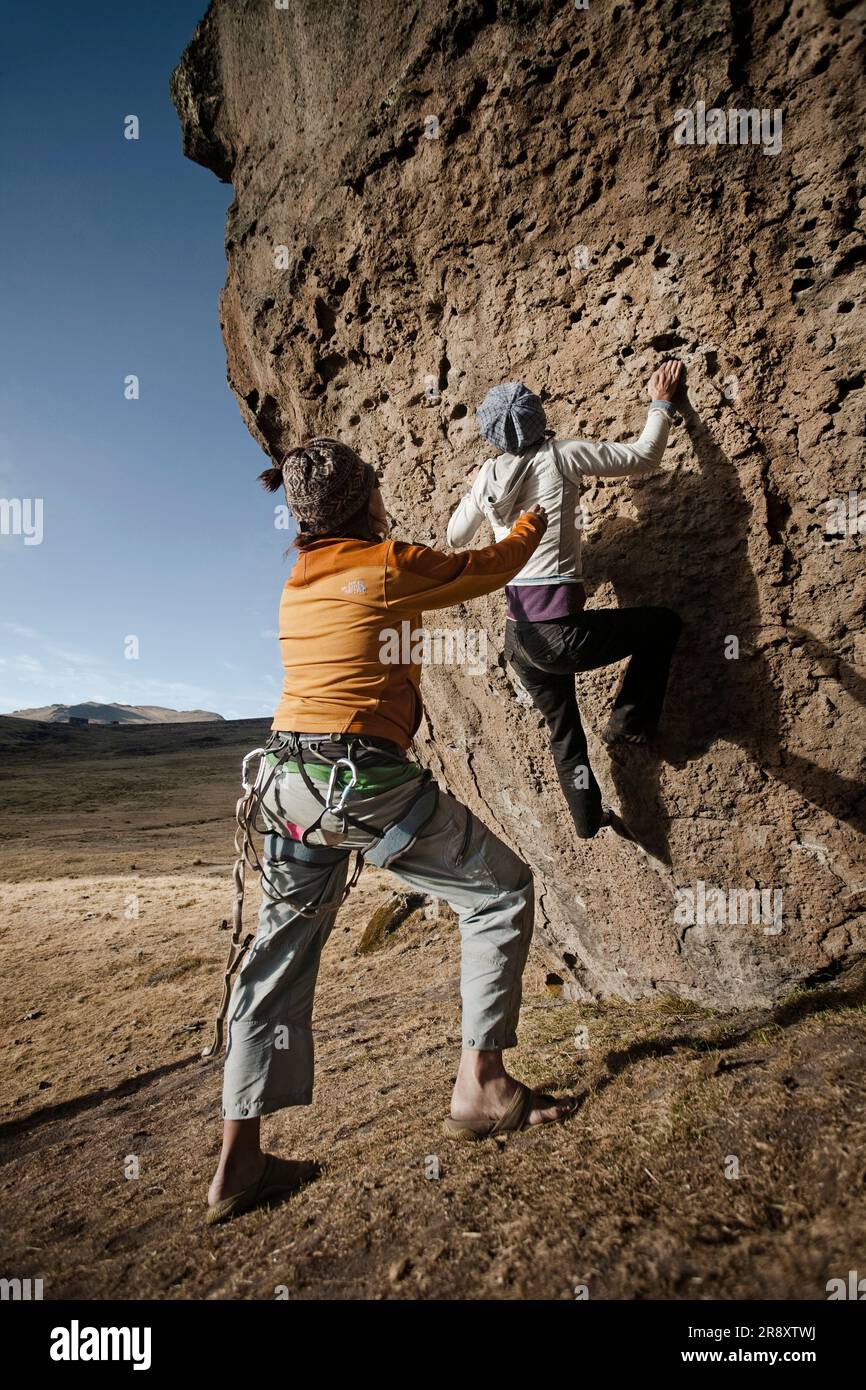 Bouldering in Hatun Machay, Peru Stock Photo - Alamy