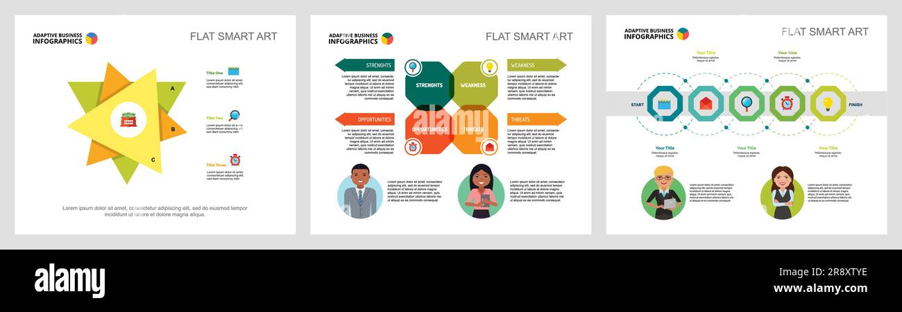 Colorful consulting or planning concept infographic charts set Stock ...