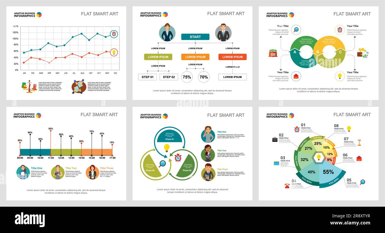 Colorful statistics or teamwork concept infographic charts set Stock ...