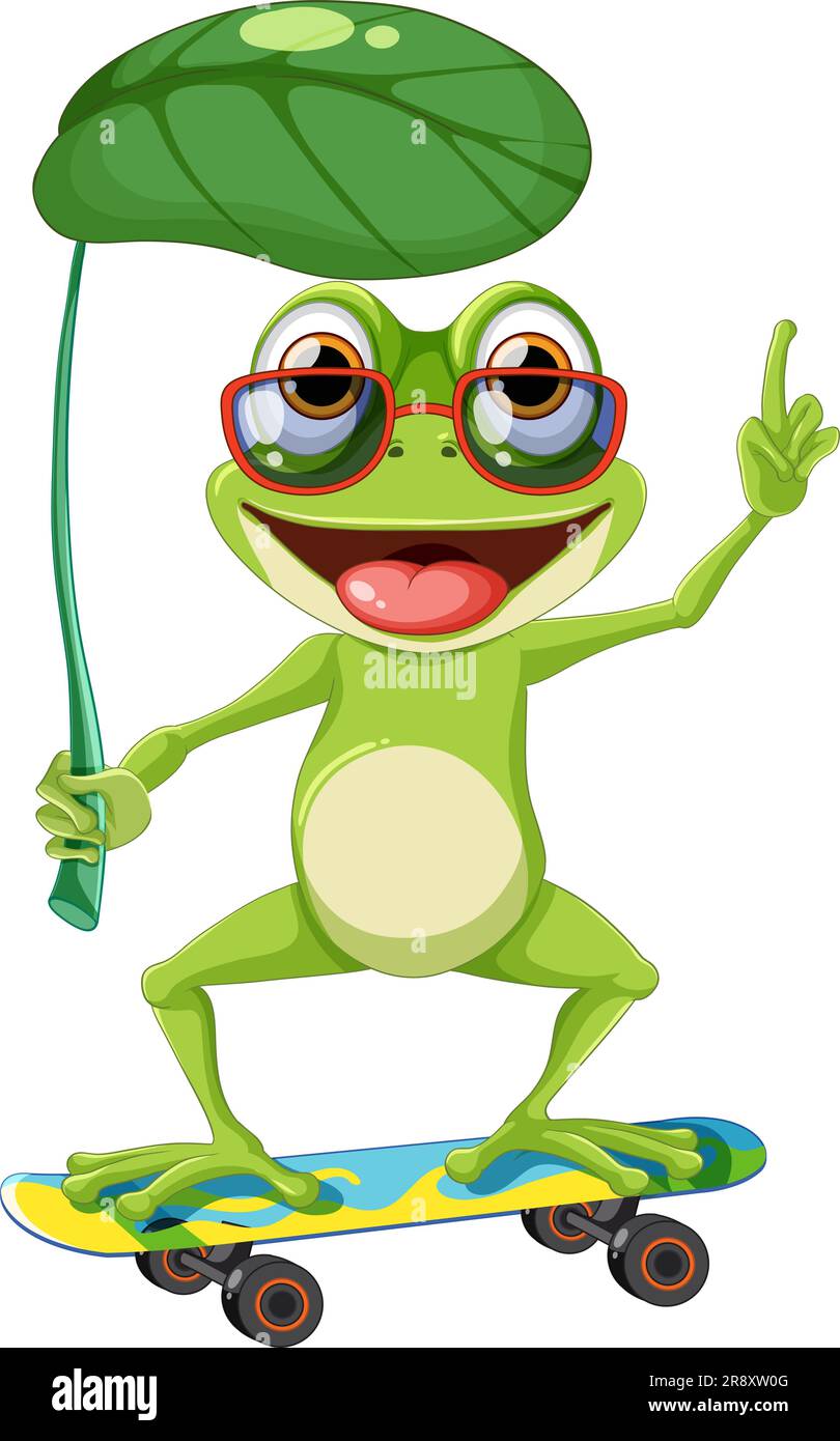 Green Frog Playing Skateboard illustration Stock Vector Image & Art - Alamy