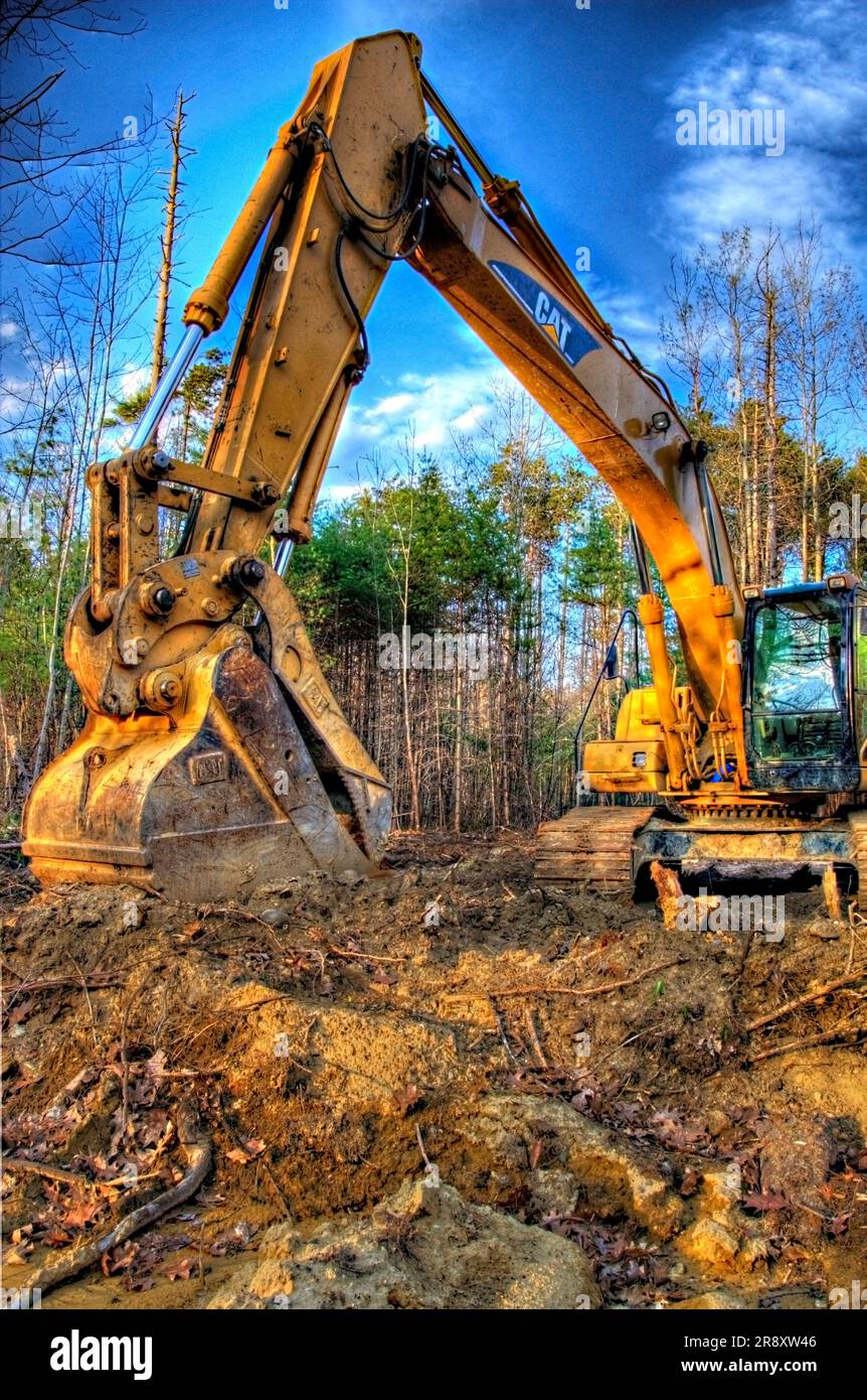 Bulldozer in construction area Stock Photo - Alamy