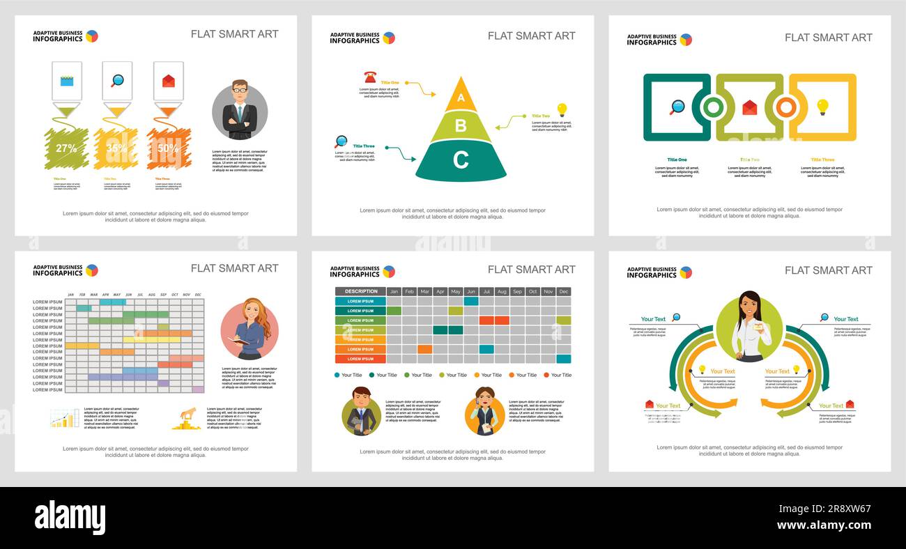 Colorful project or marketing concept infographic charts set Stock ...