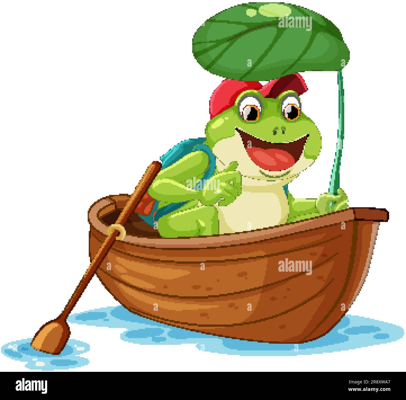 Green frog on paddle boat illustration Stock Vector Image & Art - Alamy