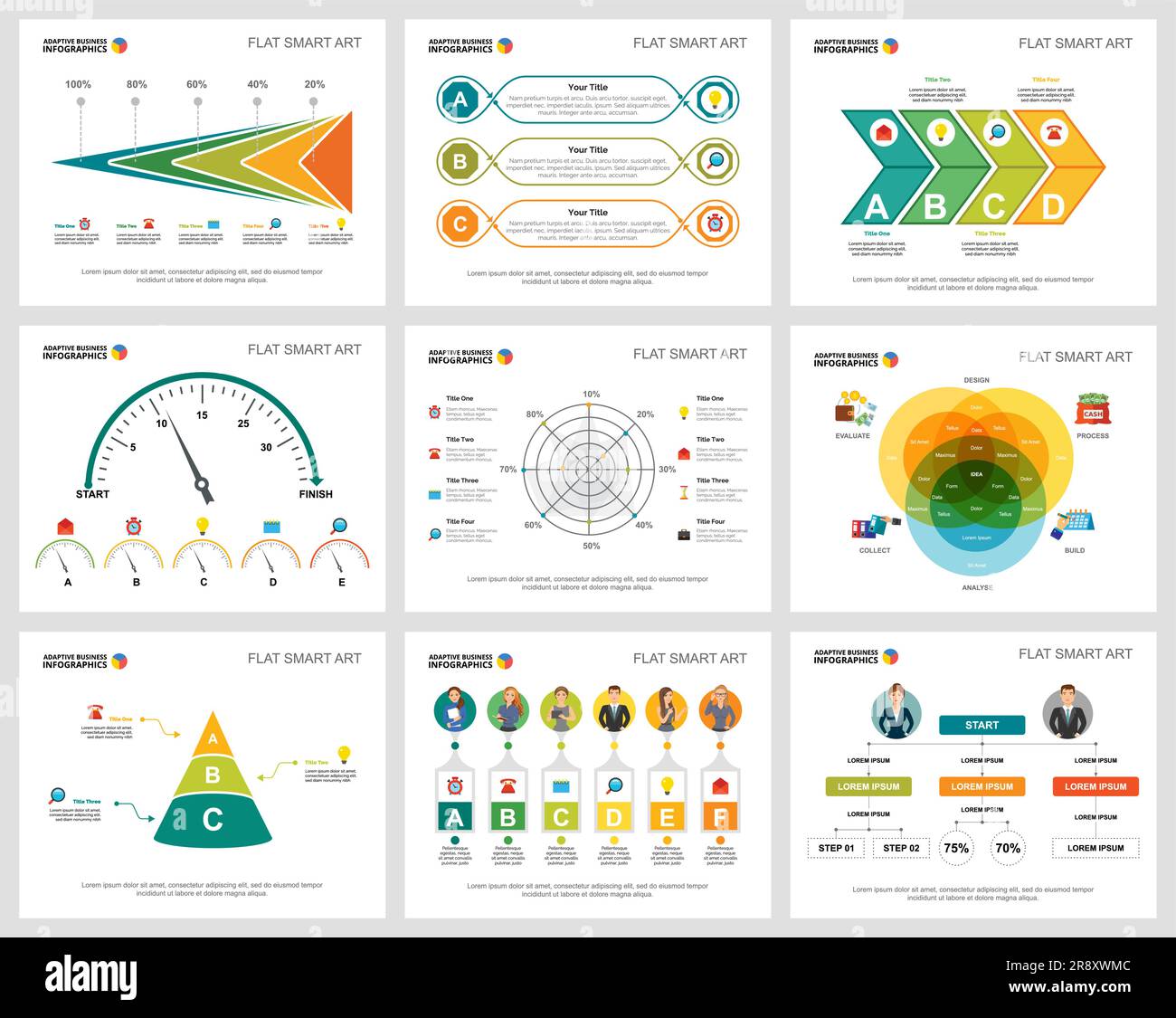 Colorful research or training concept infographic charts set Stock ...