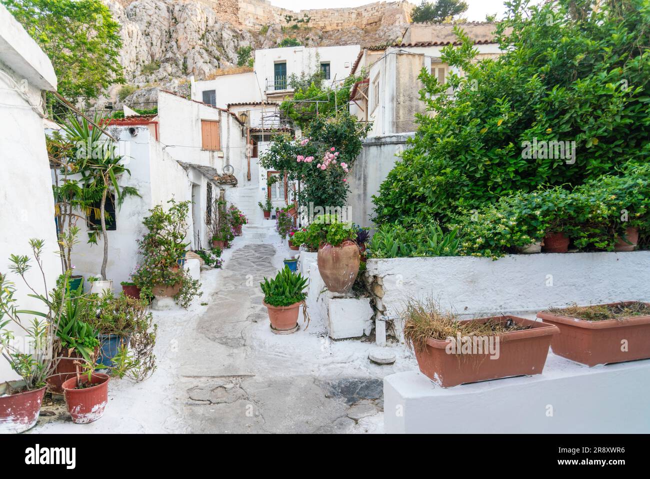 Anafiotika historic neighborhood under the acropolis, Athens, Greece ...