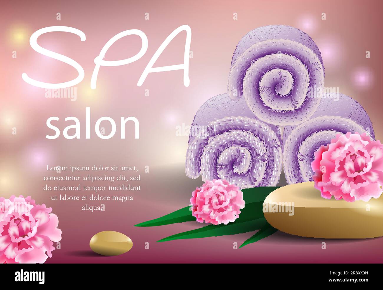 Spa salon lettering with rolled towels stacking Stock Vector Image ...