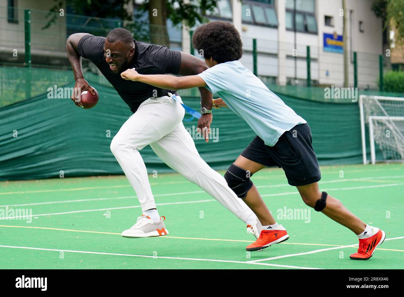 Efe Obada from the NFL team Washington Commanders plays American ...