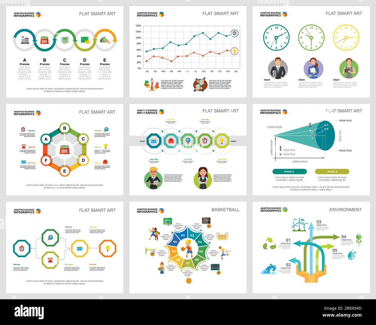 Colorful basketball and ecology concept infographic charts set Stock ...