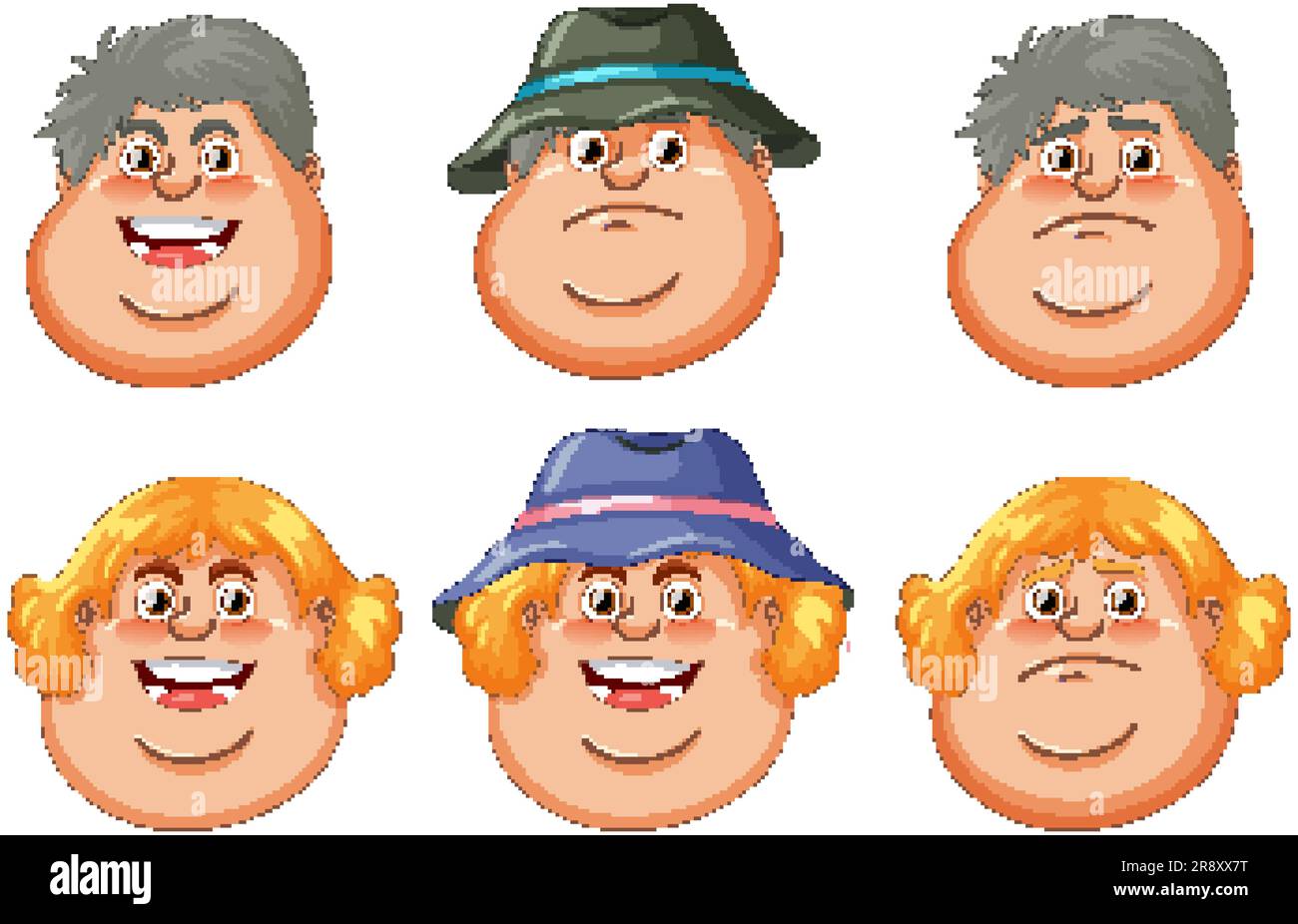 Set of overweight people cartoon character illustration Stock Vector ...