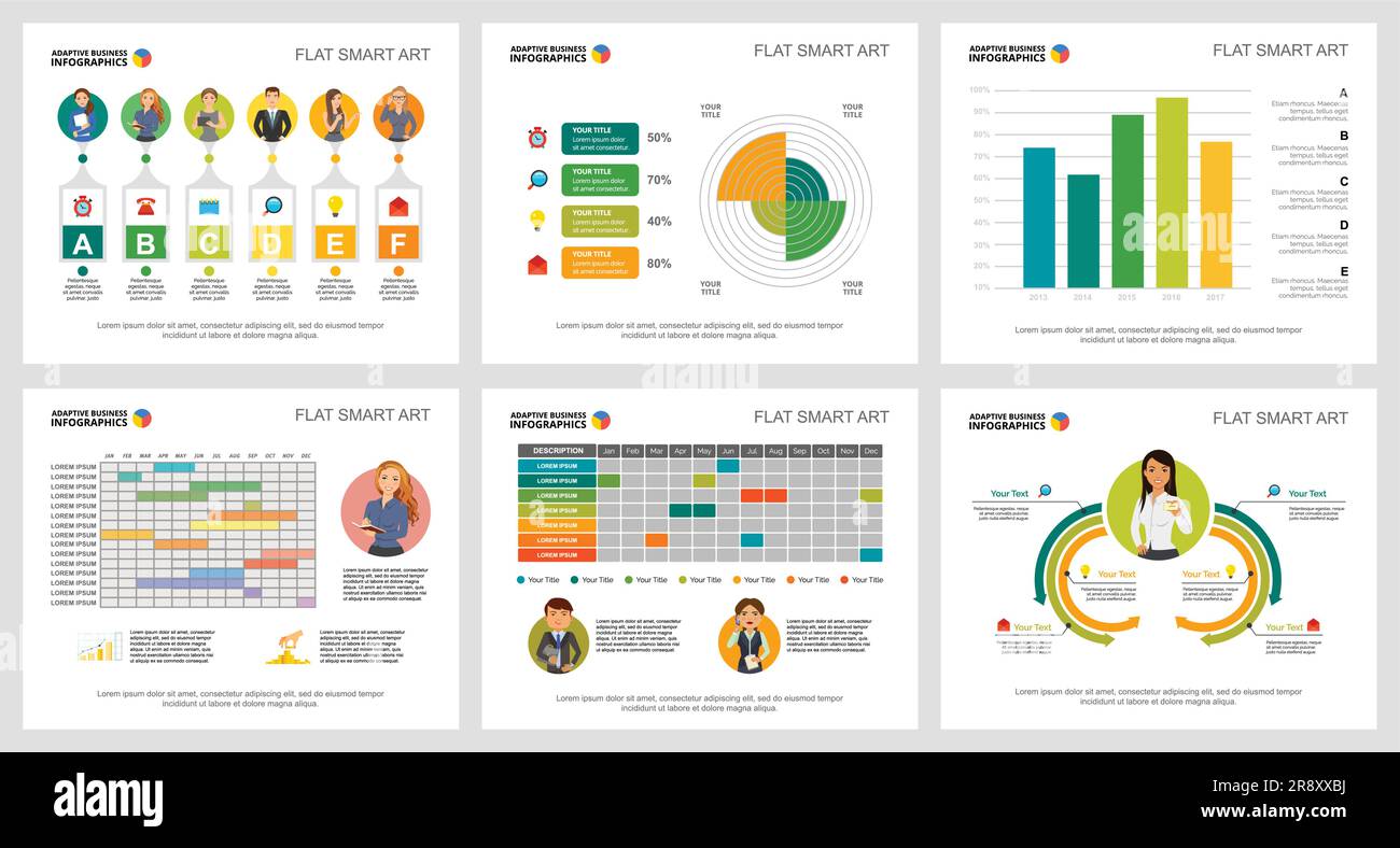 Colorful planning or strategy concept infographic charts set Stock ...