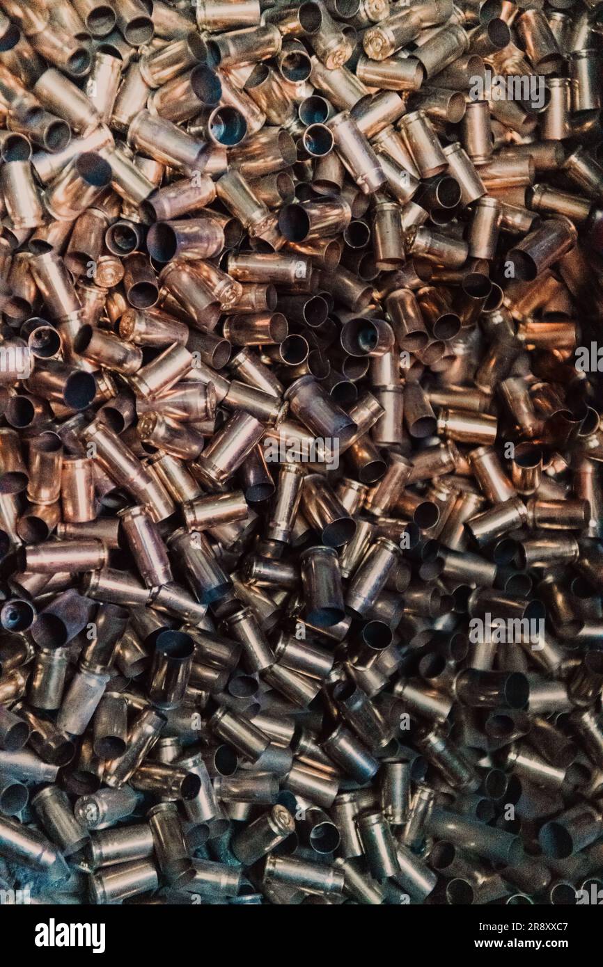 Empty spent ammunition casings in the box Stock Photo - Alamy