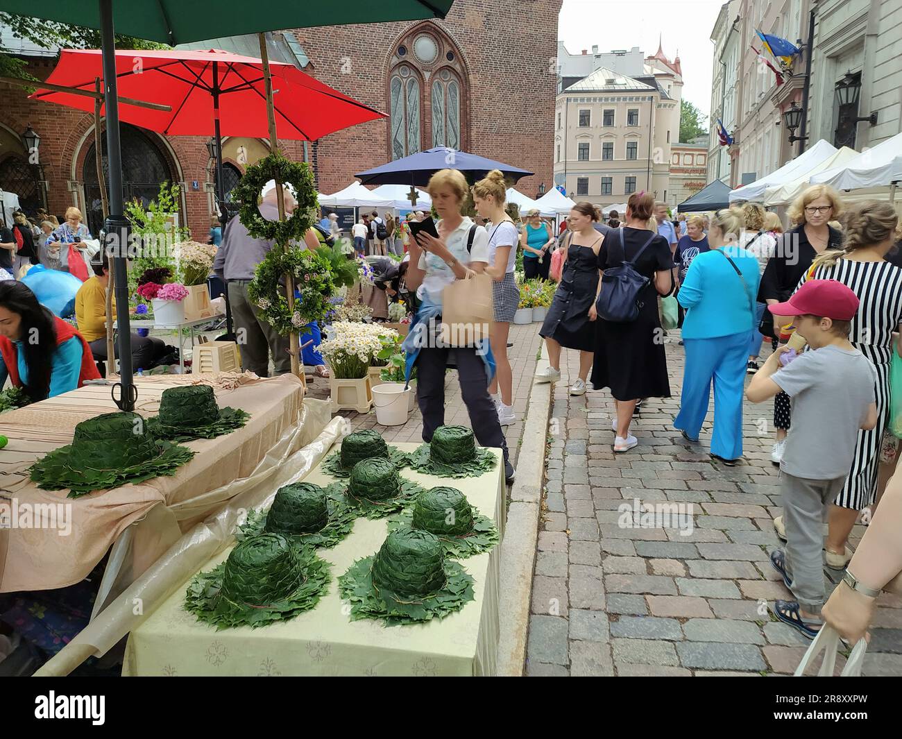The traditional Green Market on the Dome Square in Riga before Ligo ...