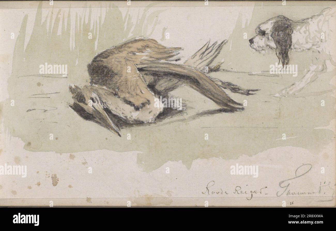 Dog with a dead red heron, 1864-1880 Stock Photo - Alamy