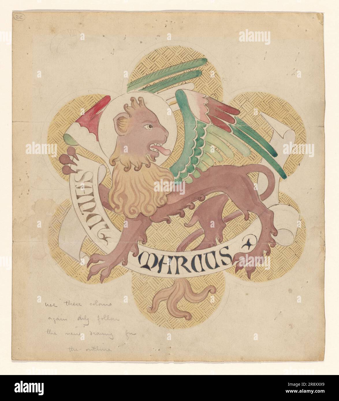 Design for embroidery: lion, symbol of St Mark the Evangelist, c.1850-c.1875 Stock Photo - Alamy