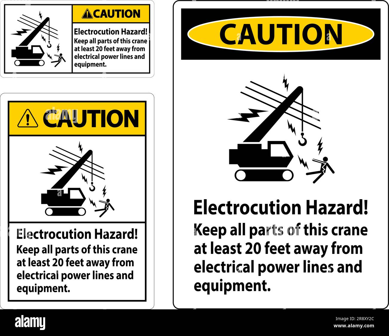 Caution Sign Electrocution Hazard, Keep All Parts Of This Crane At ...
