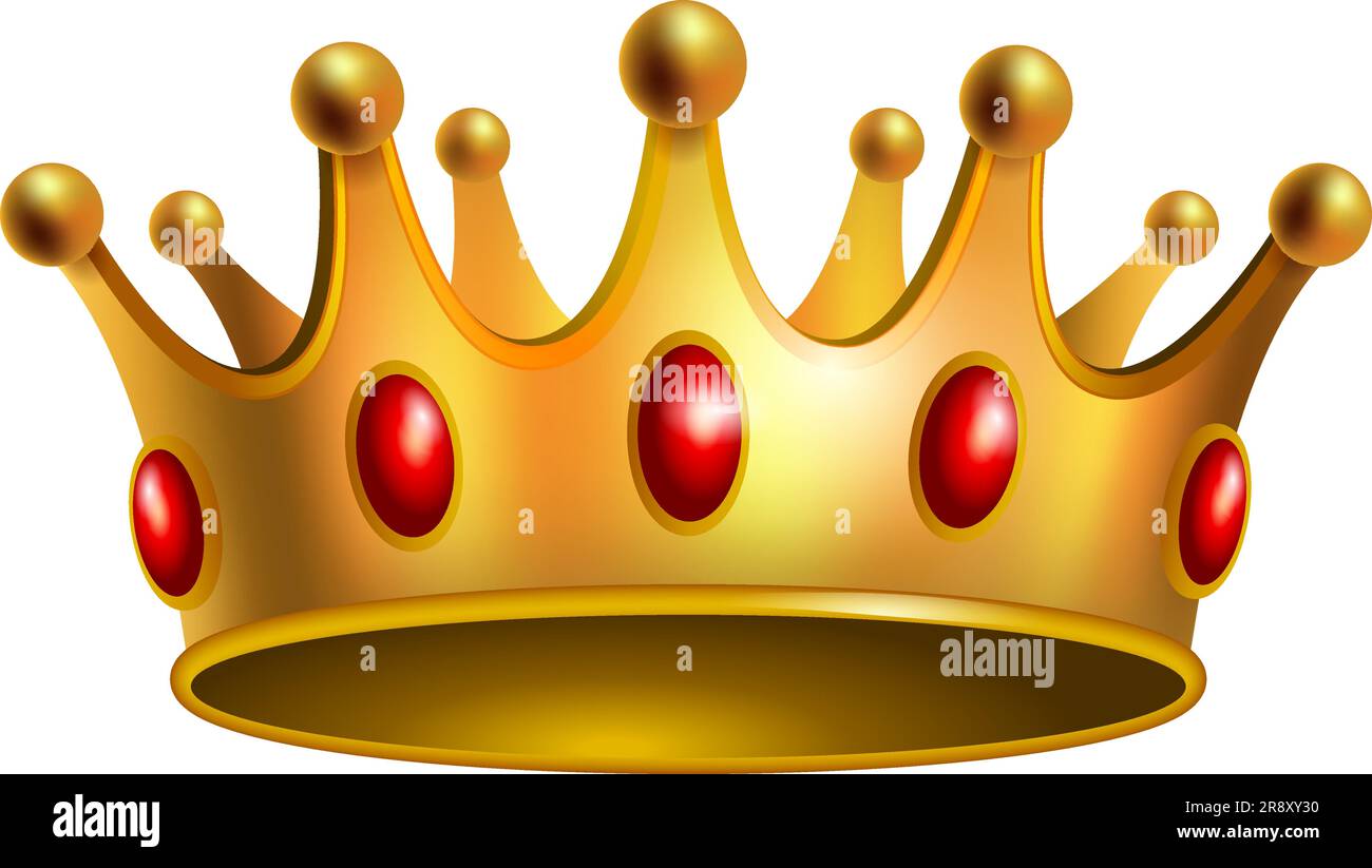Realistic vector illustration of gold crown with red gems Stock Vector ...