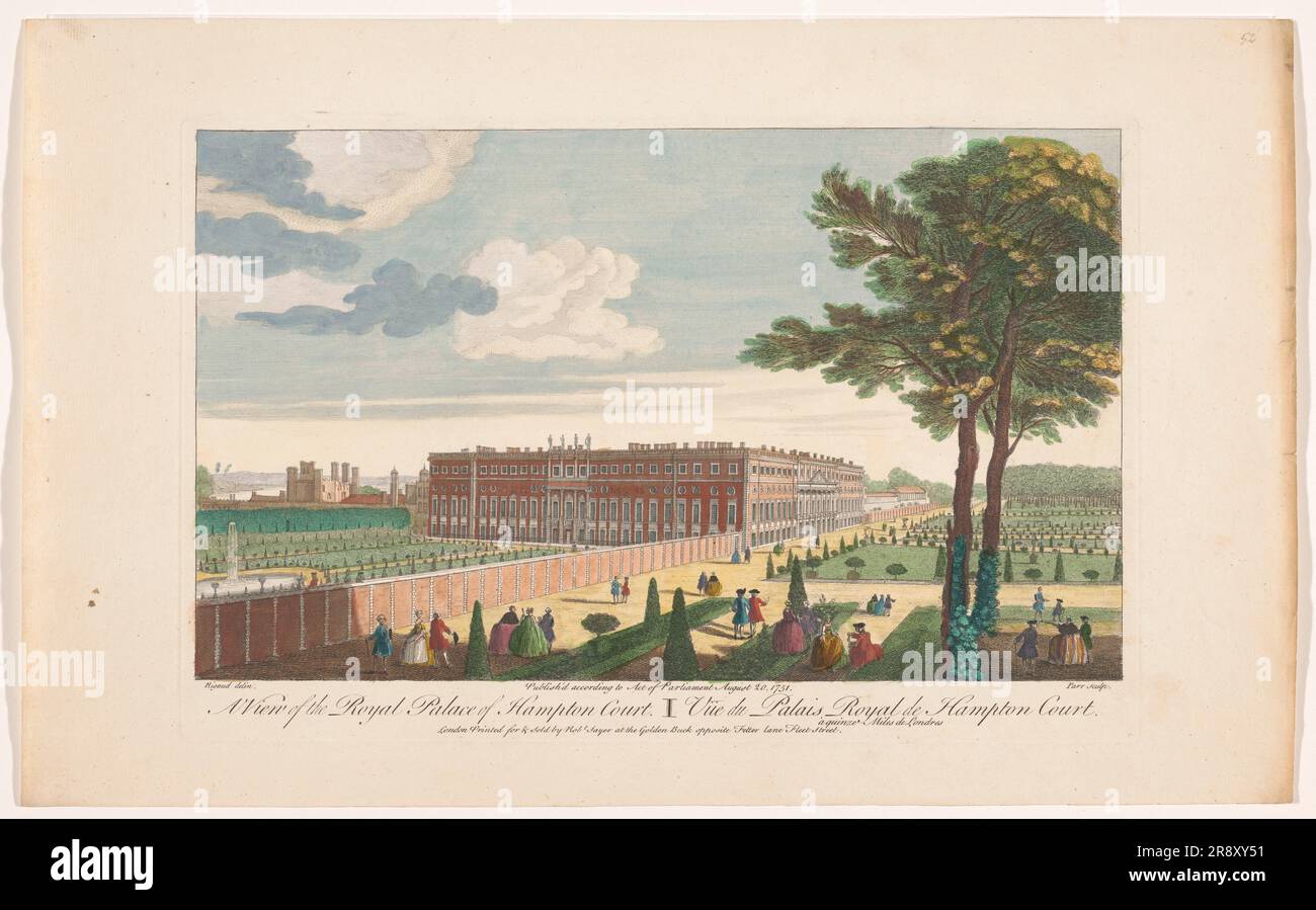 View of Hampton Court Palace in London, 1751 Stock Photo - Alamy