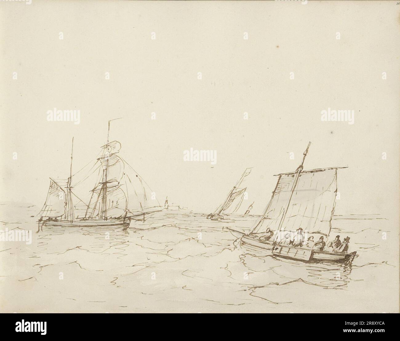 Sailing ships at sea, c.1825-c.1875 Stock Photo - Alamy