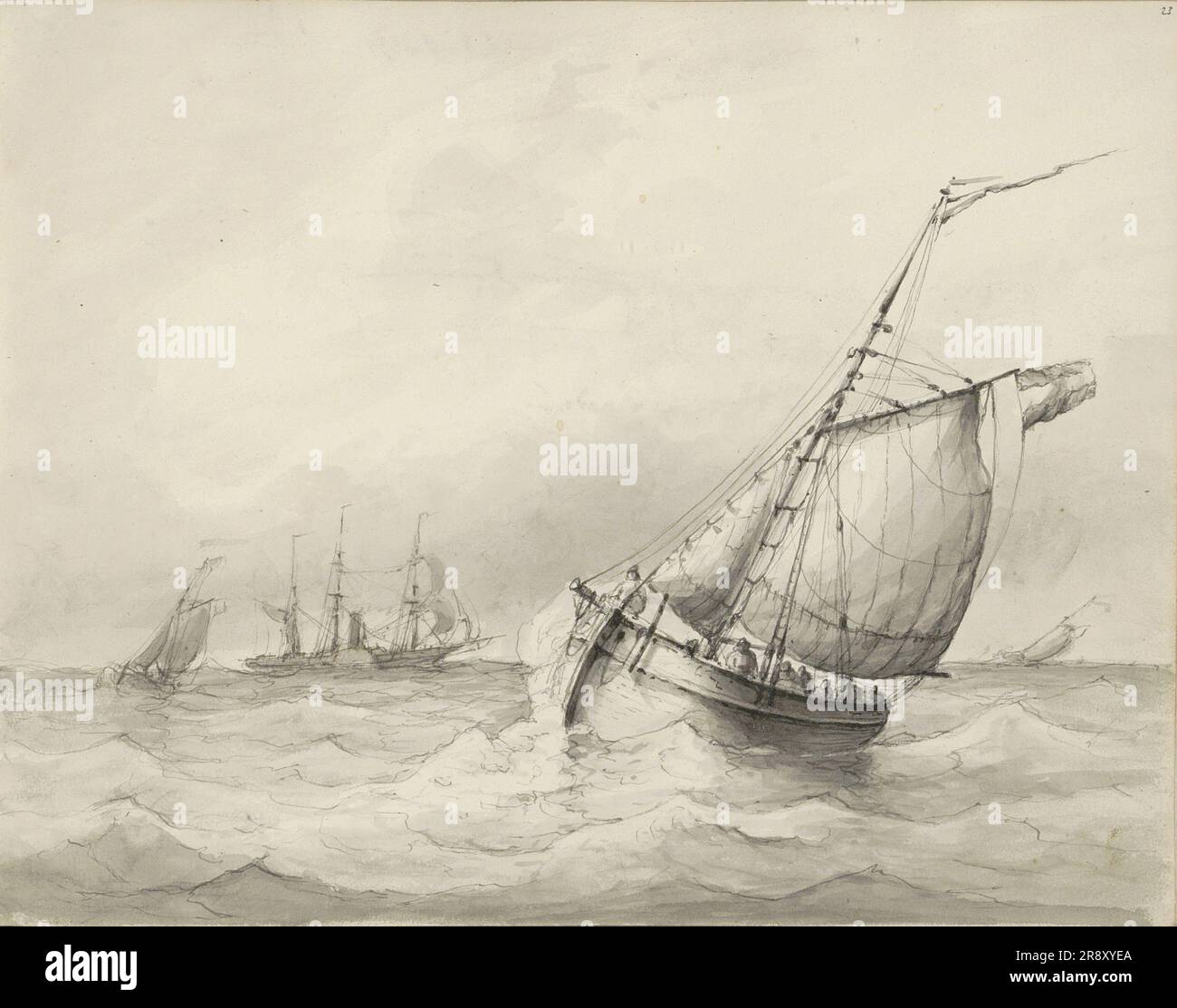 Sailing ships at sea, c.1825-c.1875 Stock Photo - Alamy