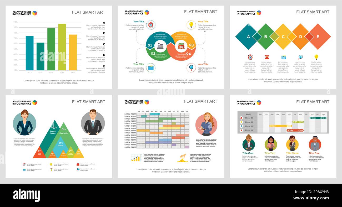 Colorful finance or training concept infographic charts set Stock ...