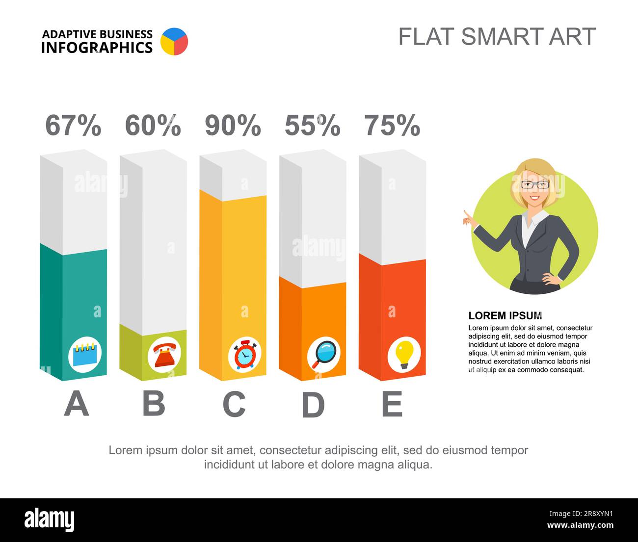 Five columns bar chart template for presentation Stock Vector Image ...