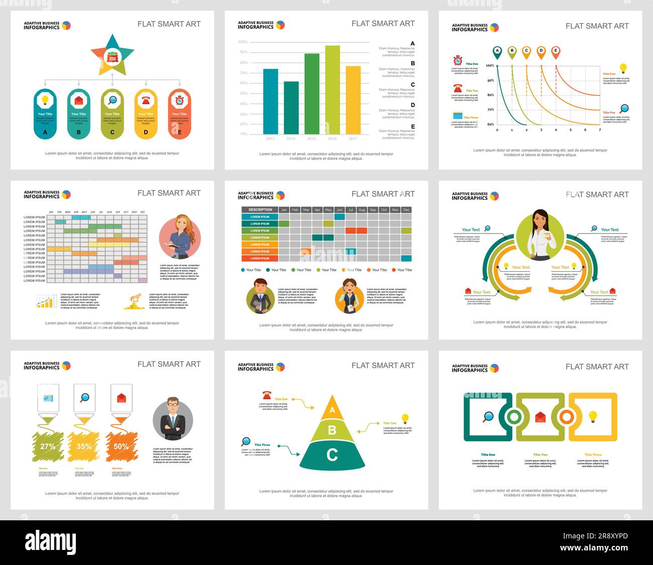 Colorful project or marketing concept infographic charts set Stock ...