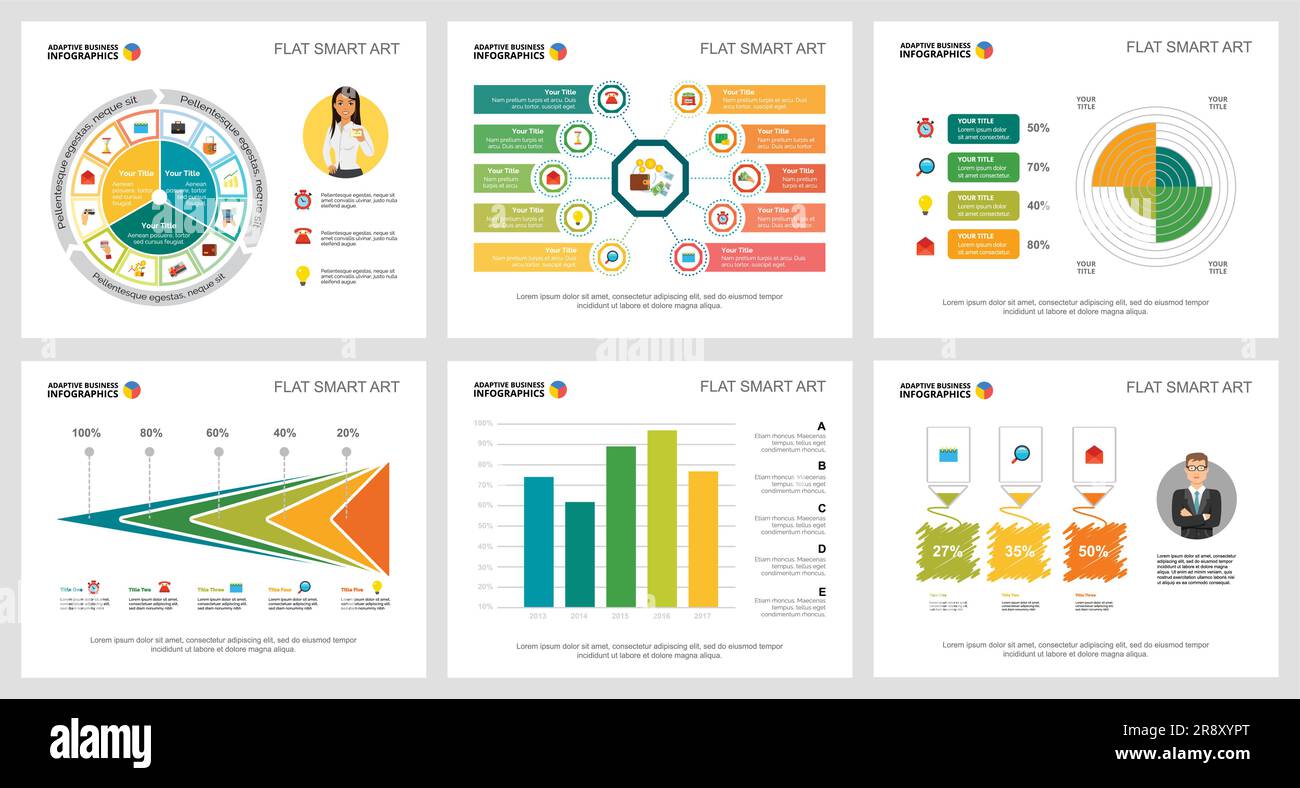 Colorful analysis or statistics concept infographic charts set Stock ...