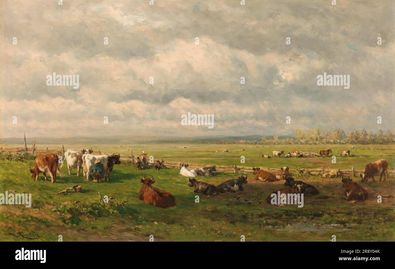 Meadow Landscape with Cattle, c.1880 Stock Photo - Alamy