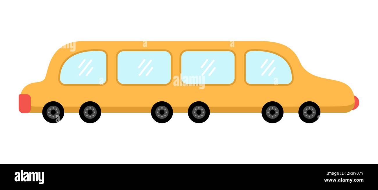 Vector yellow limousine car. Funny automobile for kids. Cute vehicle ...