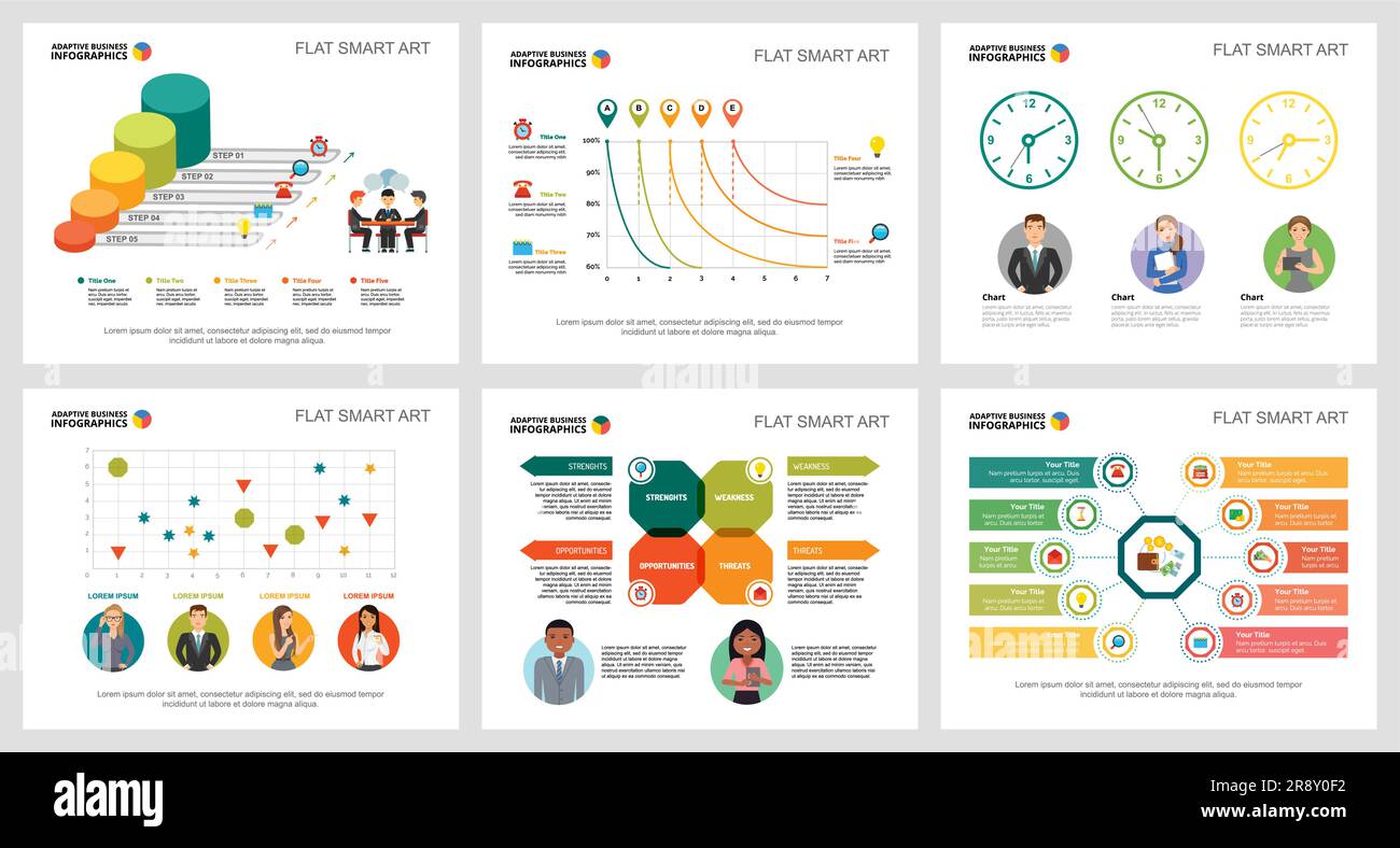 Colorful workflow or teamwork concept infographic charts set Stock ...