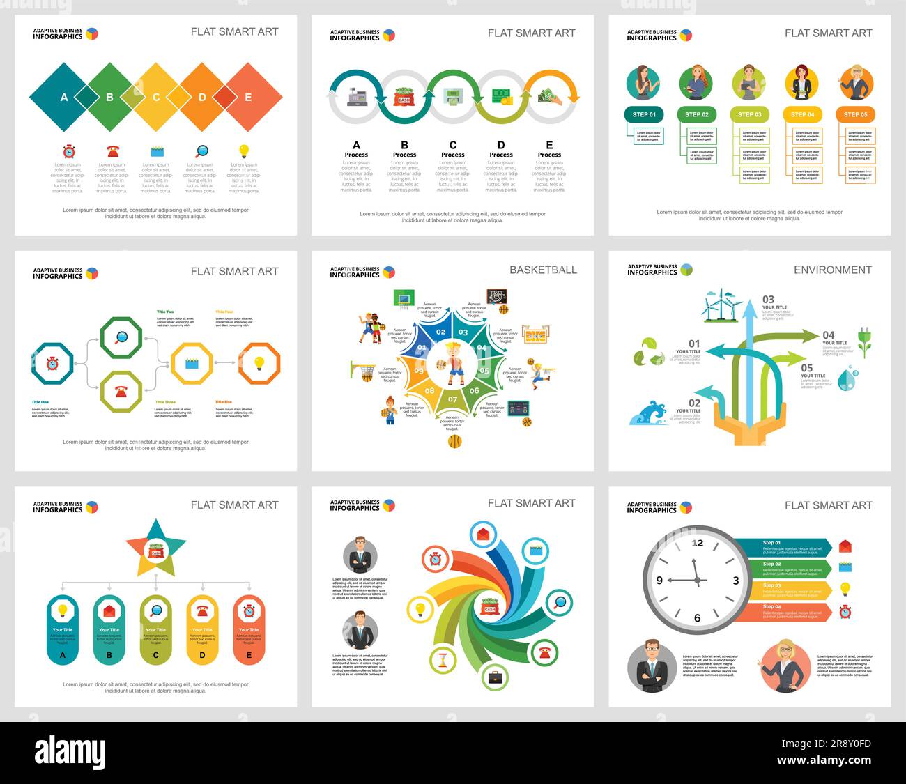 Colorful insurance or planning concept infographic charts set Stock ...