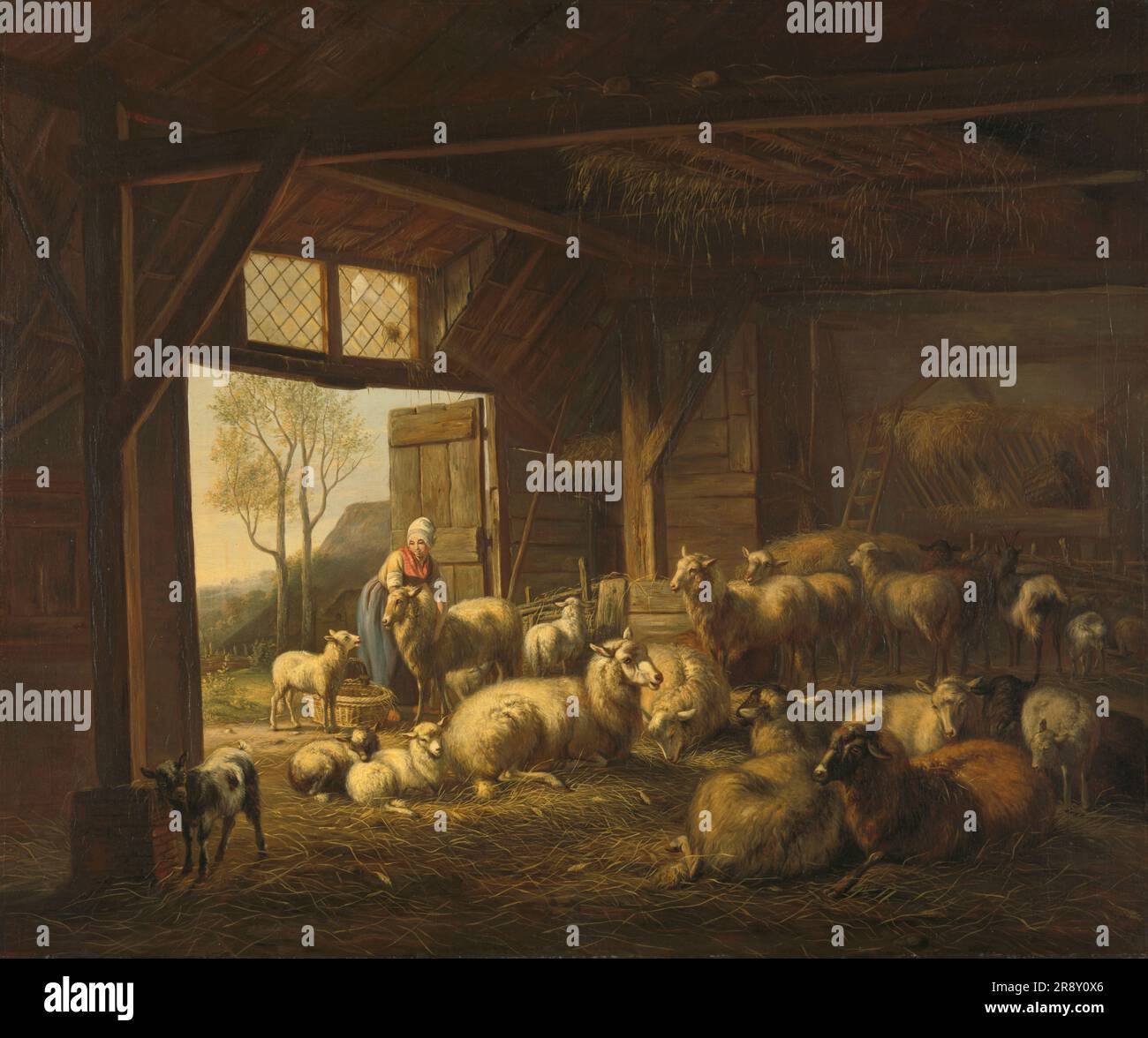 Sheep and Goats in a Stable, 1821 Stock Photo - Alamy
