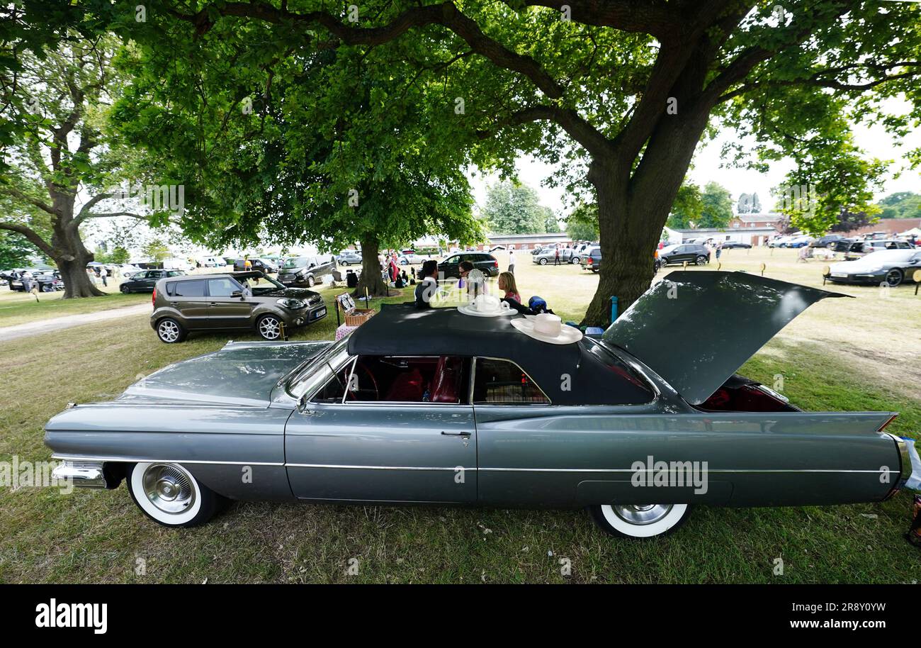 Racegoers enjoy a picnic in the Car Park during day four of Royal Ascot ...