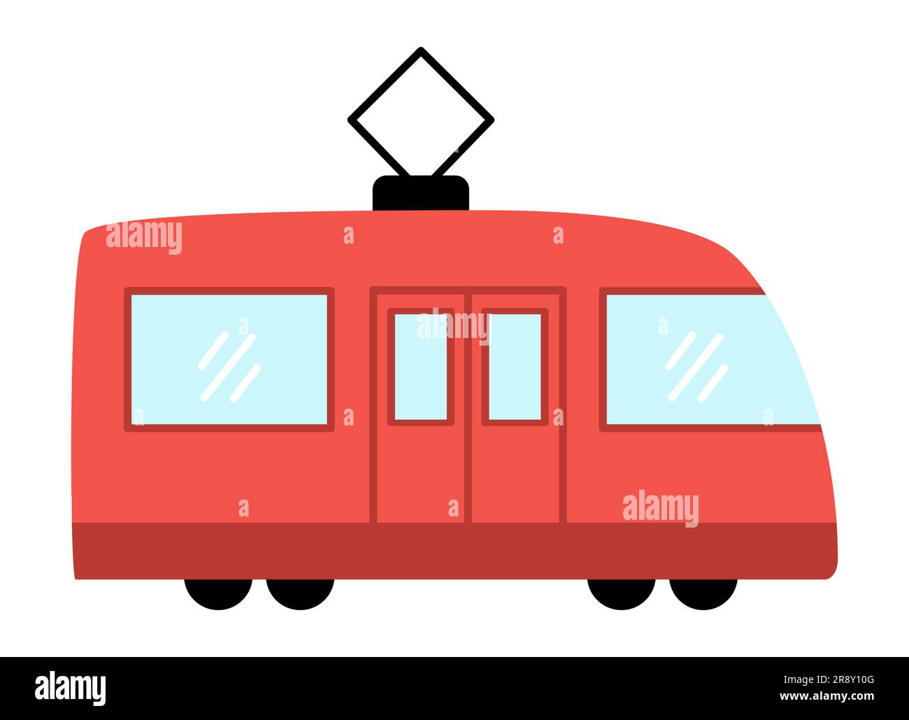 Vector red tram. Funny tramway for kids. Cute vehicle clip art. Public ...
