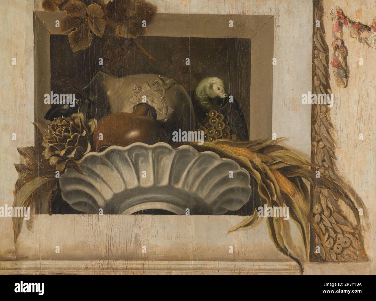 Still Life with a Bowl of Corn, Artichokes, Grapes and a Parrot, 1645 ...