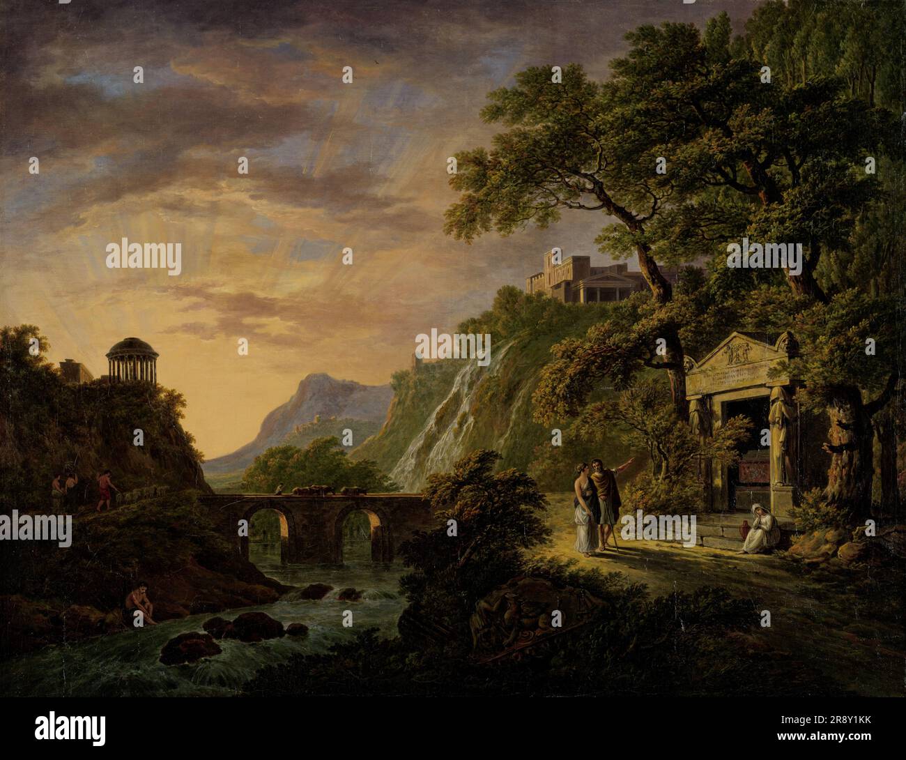 Arcadian landscape with setting sun, 1792-1809 Stock Photo - Alamy
