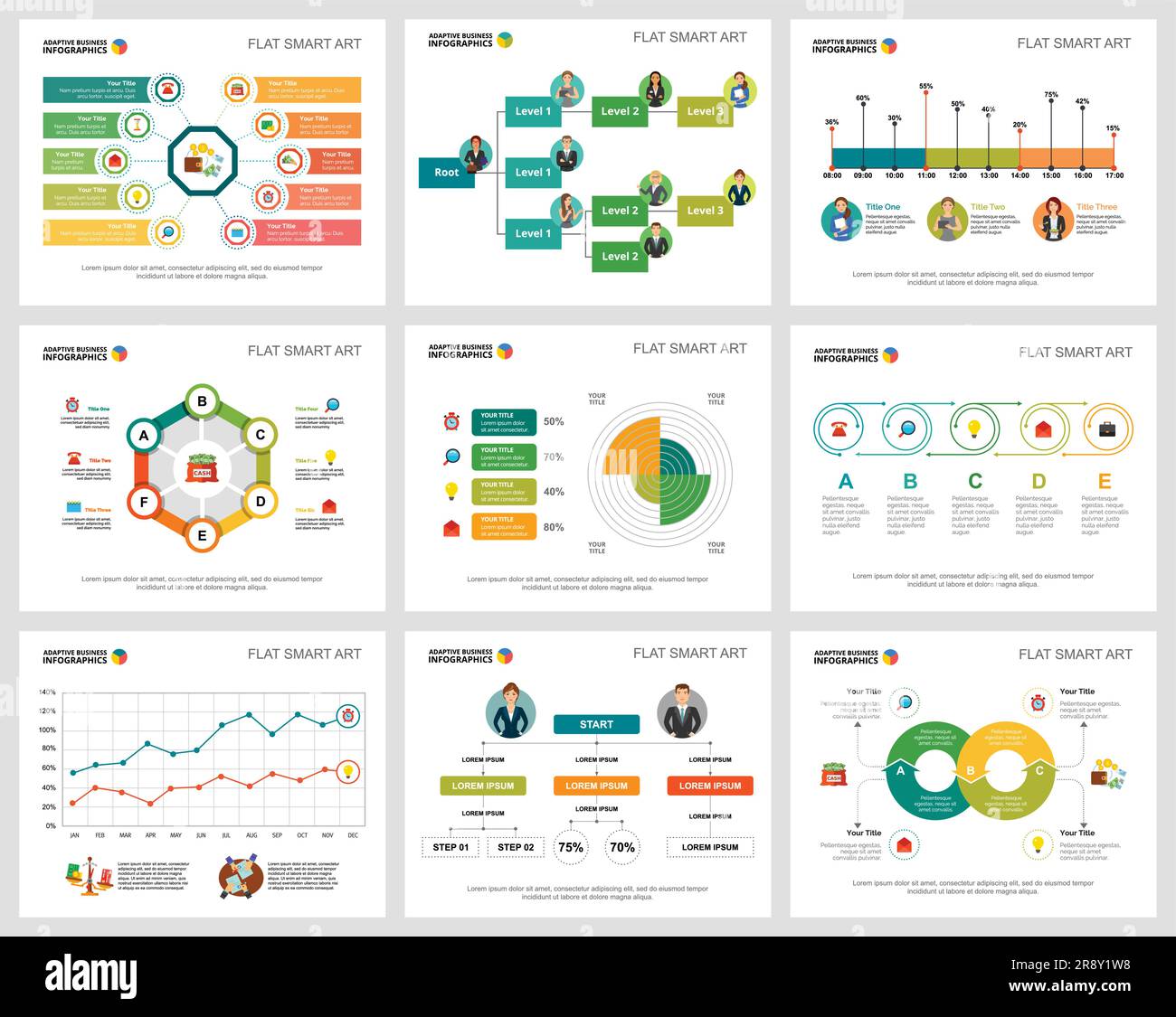Colorful statistics or planning concept infographic charts set Stock ...