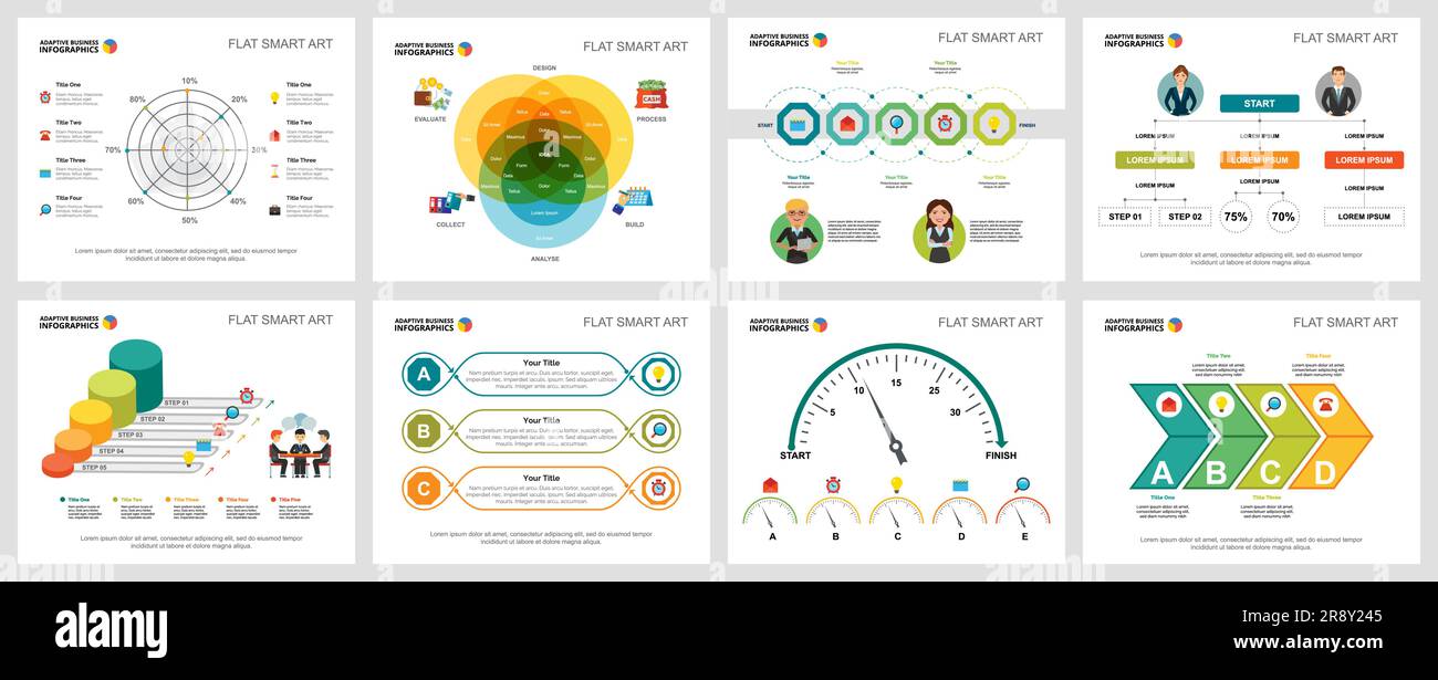 Colorful startup or workflow concept infographic charts set Stock ...
